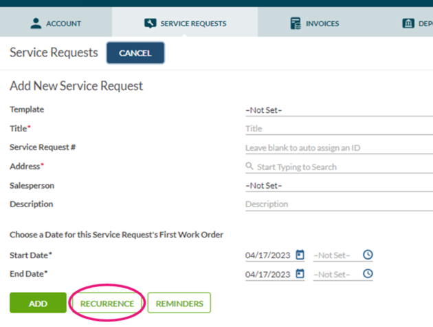 How to create Recurring Service Requests